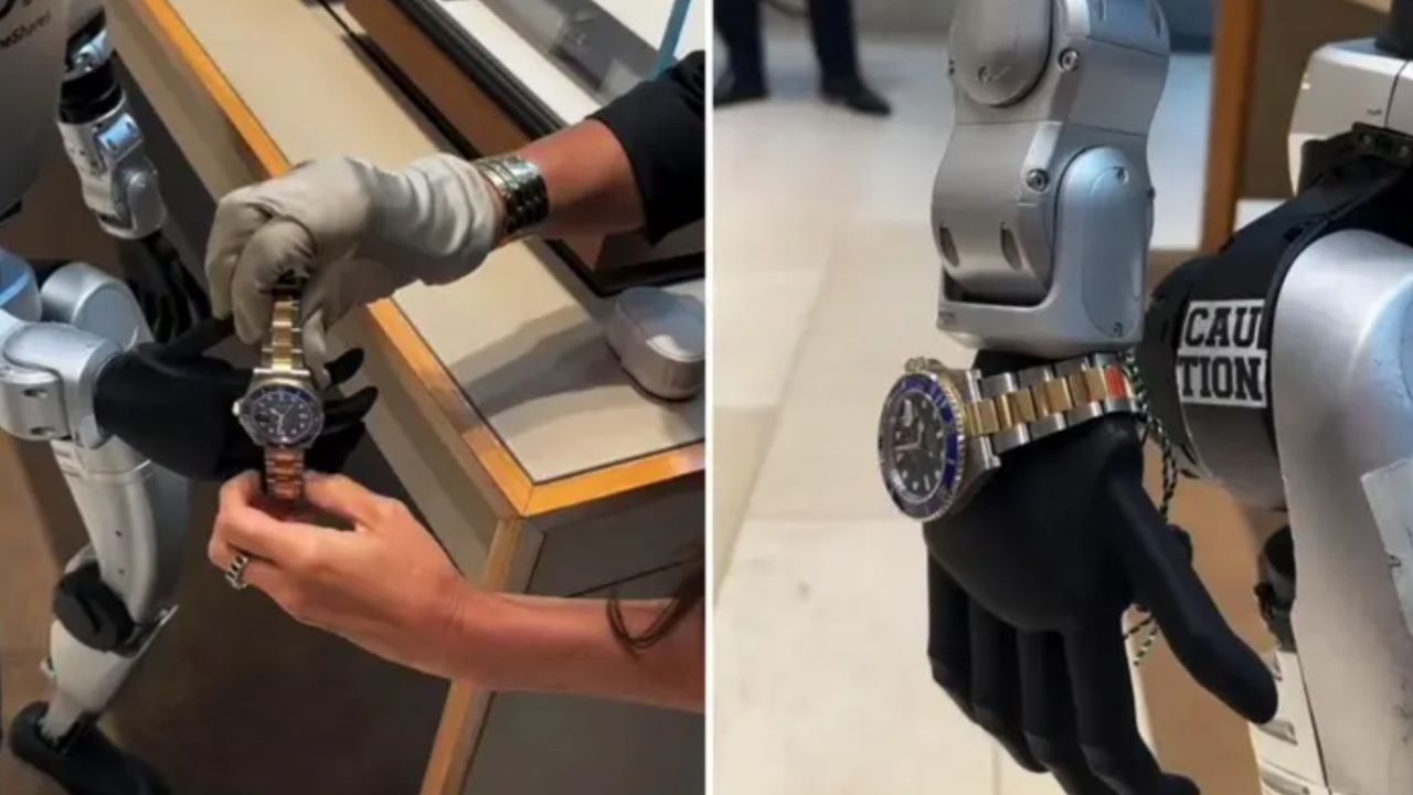 Luxe-AI? Mensachtige robot past Rolex in New York en veroorzaakt ...